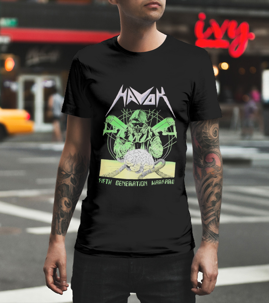Havok Fifth Generation Warfare Mask Guns Skull T-Shirt