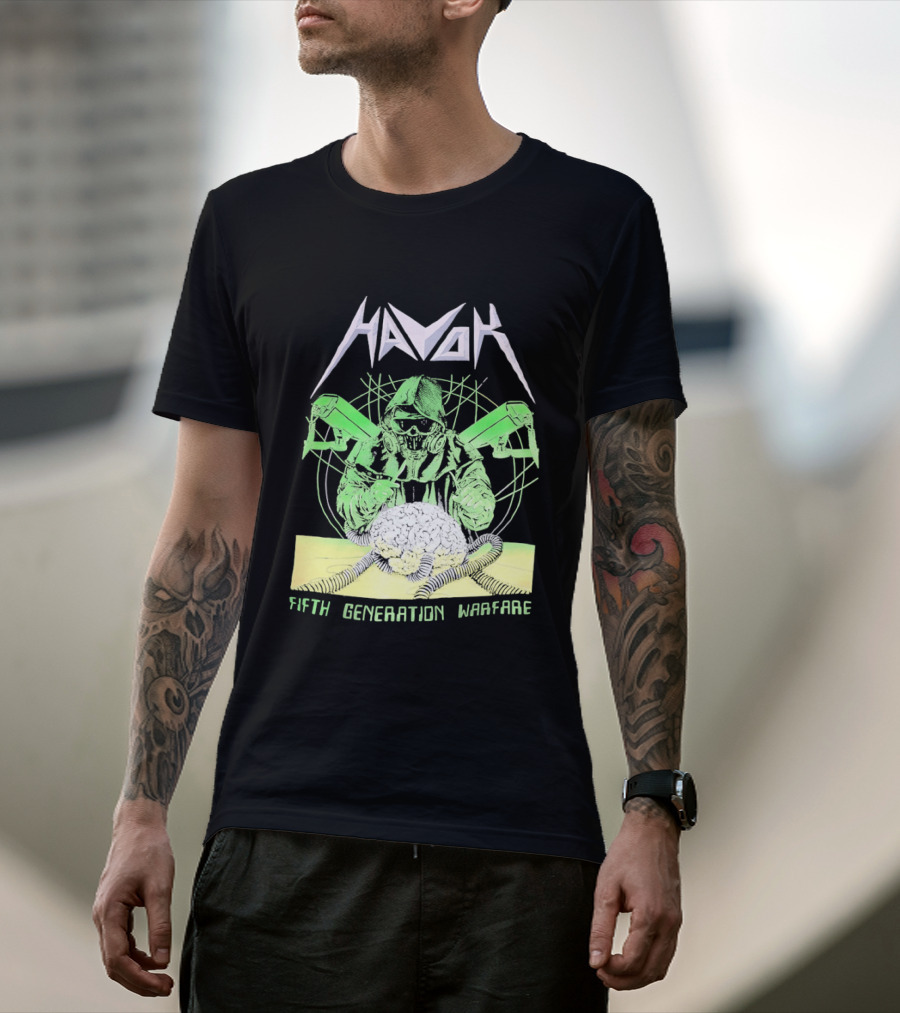 Havok Fifth Generation Warfare Mask Guns Skull T-Shirt