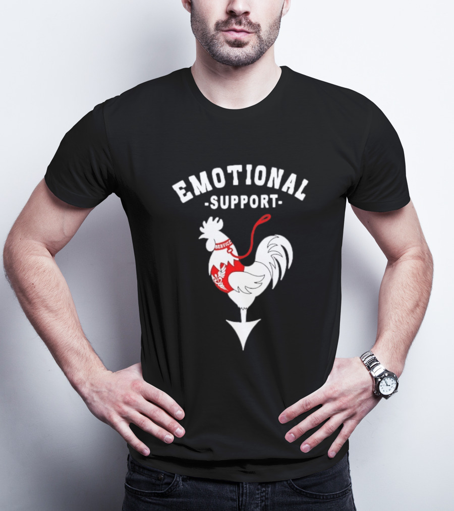 Emotional Support Service Rooster Chicken T-Shirt