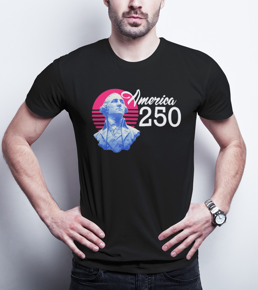George Washington America 250 Synthwave Retro Bust T-Shirt