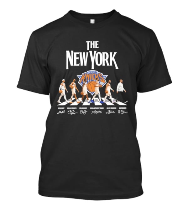 The New York Knicks Josh Hart Mikal Bridges OG Anunoby Karl Anthony Towns Jalen Brunson Abbey Road Signatures T-Shirt