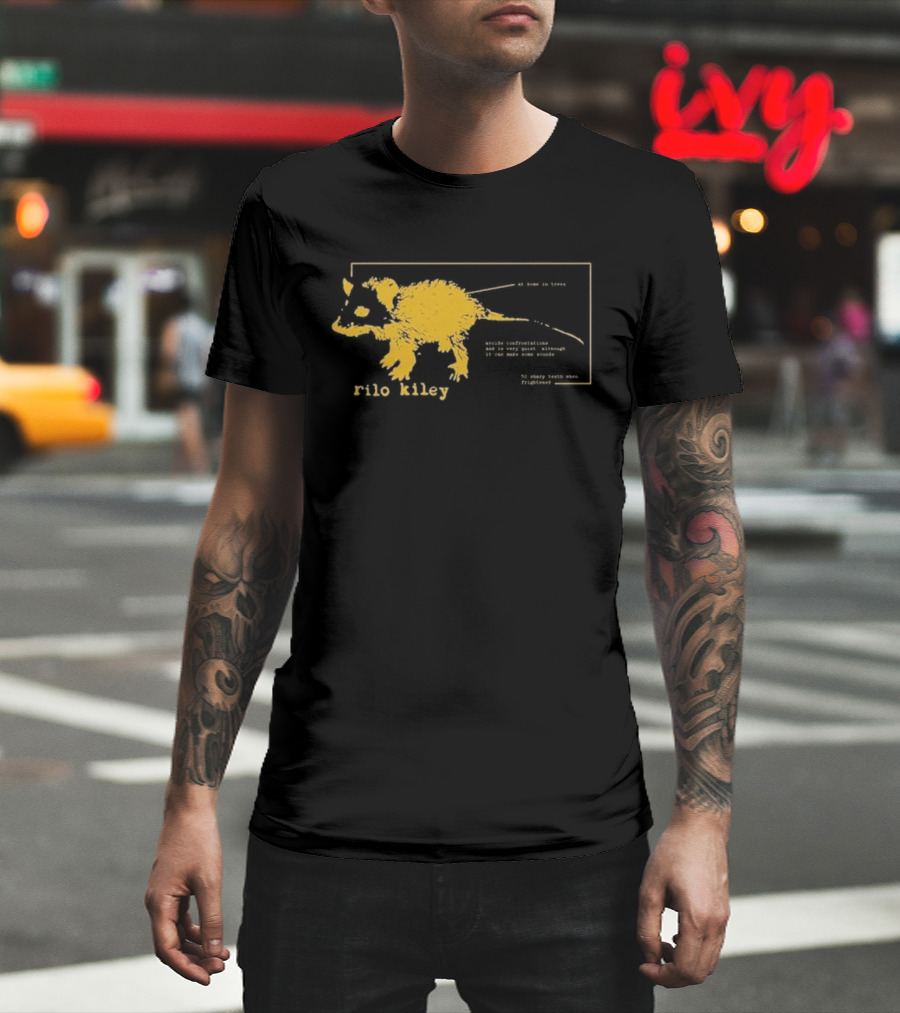 Rilo Kiley Possum Schematic Diagram With Bold Yellow Color T-Shirt