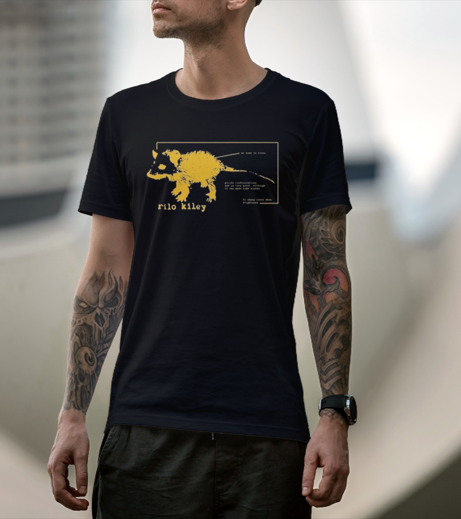 Rilo Kiley Possum Schematic Diagram With Bold Yellow Color T-Shirt