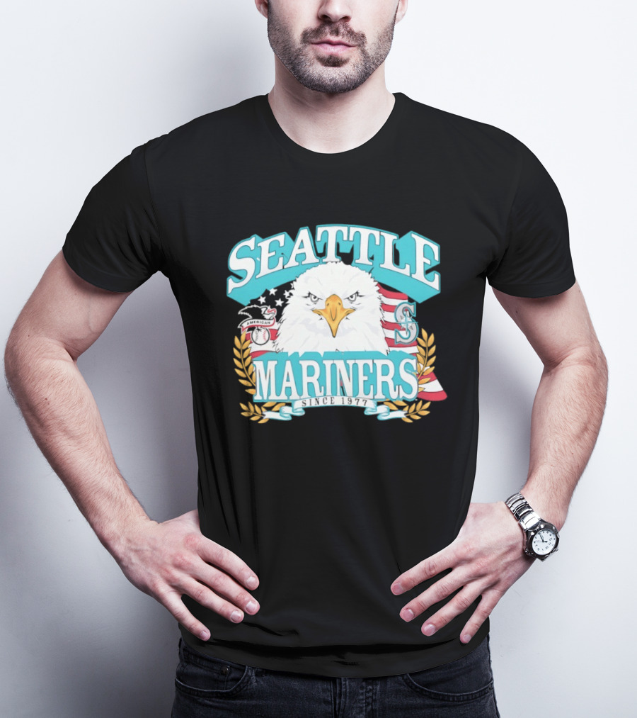 Seattle Mariners American League Eagle Emblem 1977 Heritage T-Shirt