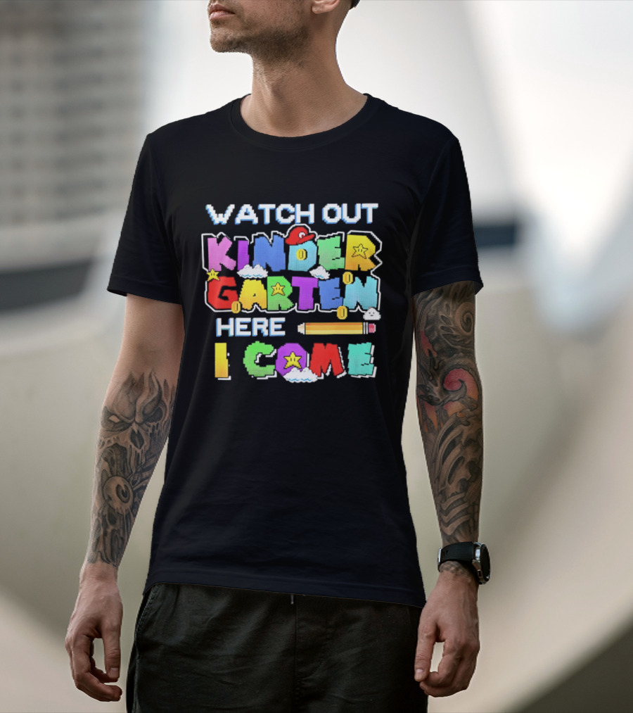 Out Kindergarten Here I Come Fun Colorful Back To School Kids T-Shirt