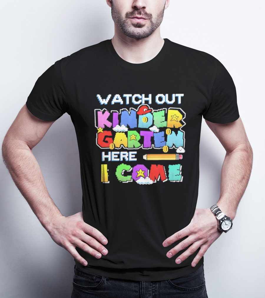 Out Kindergarten Here I Come Fun Colorful Back To School Kids T-Shirt