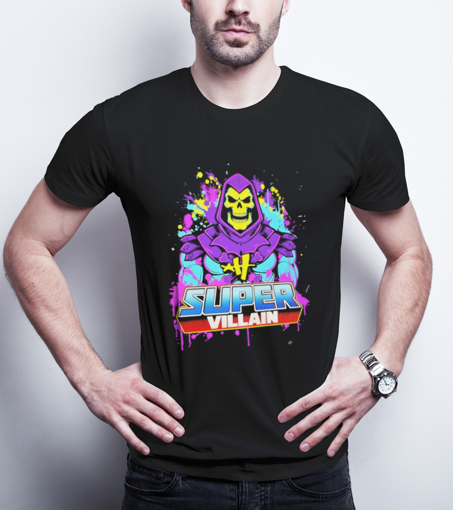 Skeletor Super Villain Masters Of The Universe Colorful Paint Splatter T-Shirt