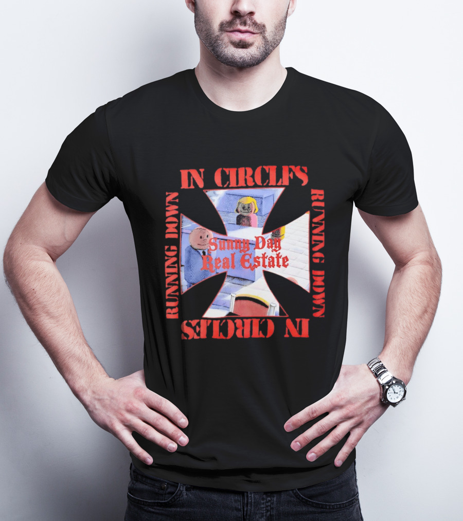Sunny Day Real Estate In Circles Running Down Vibrant Cross Characters T-Shirt
