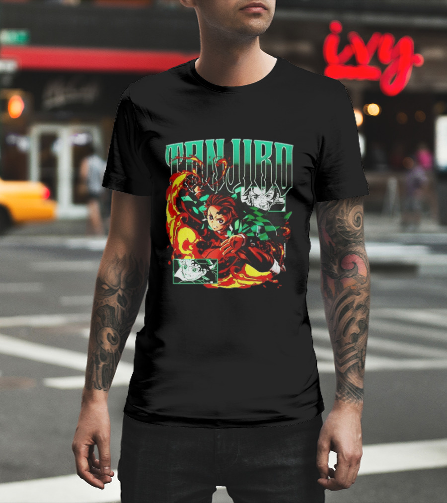 Tanjiro Kamado Flames Demon Slayer Anime Kimetsu No Yaiba T-Shirt