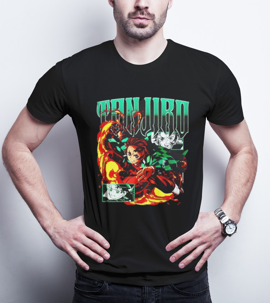 Tanjiro Kamado Flames Demon Slayer Anime Kimetsu No Yaiba T-Shirt