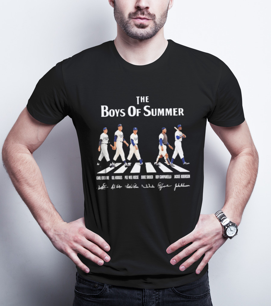 The Boys Of Summer Brooklyn Dodgers Carl Erskine Gil Hodges Pee Wee Reese Duke Snider Roy Campanella Jackie Robinson Abbey Road Signatures T-Shirt