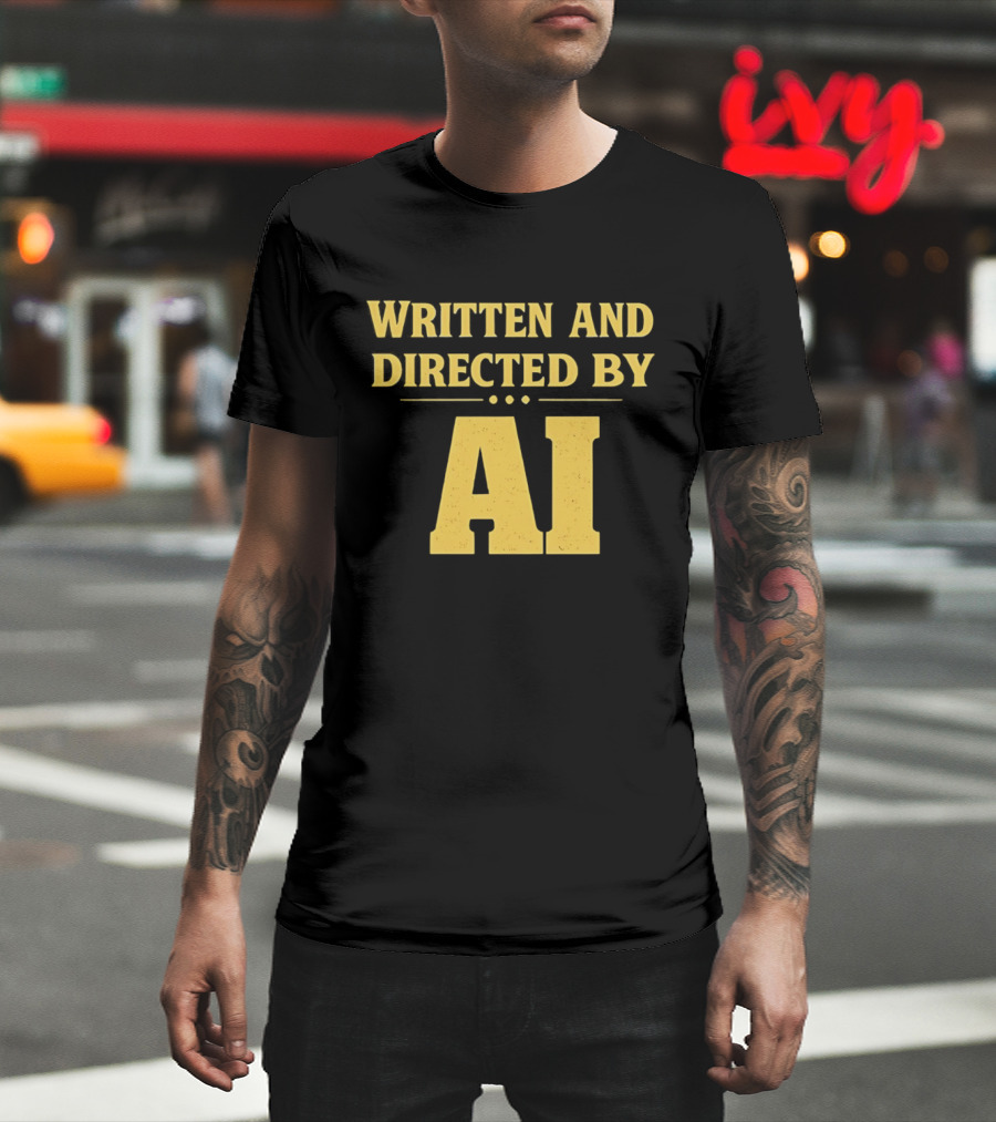 Written And Directed By AI Text Yellow Font T-Shirt
