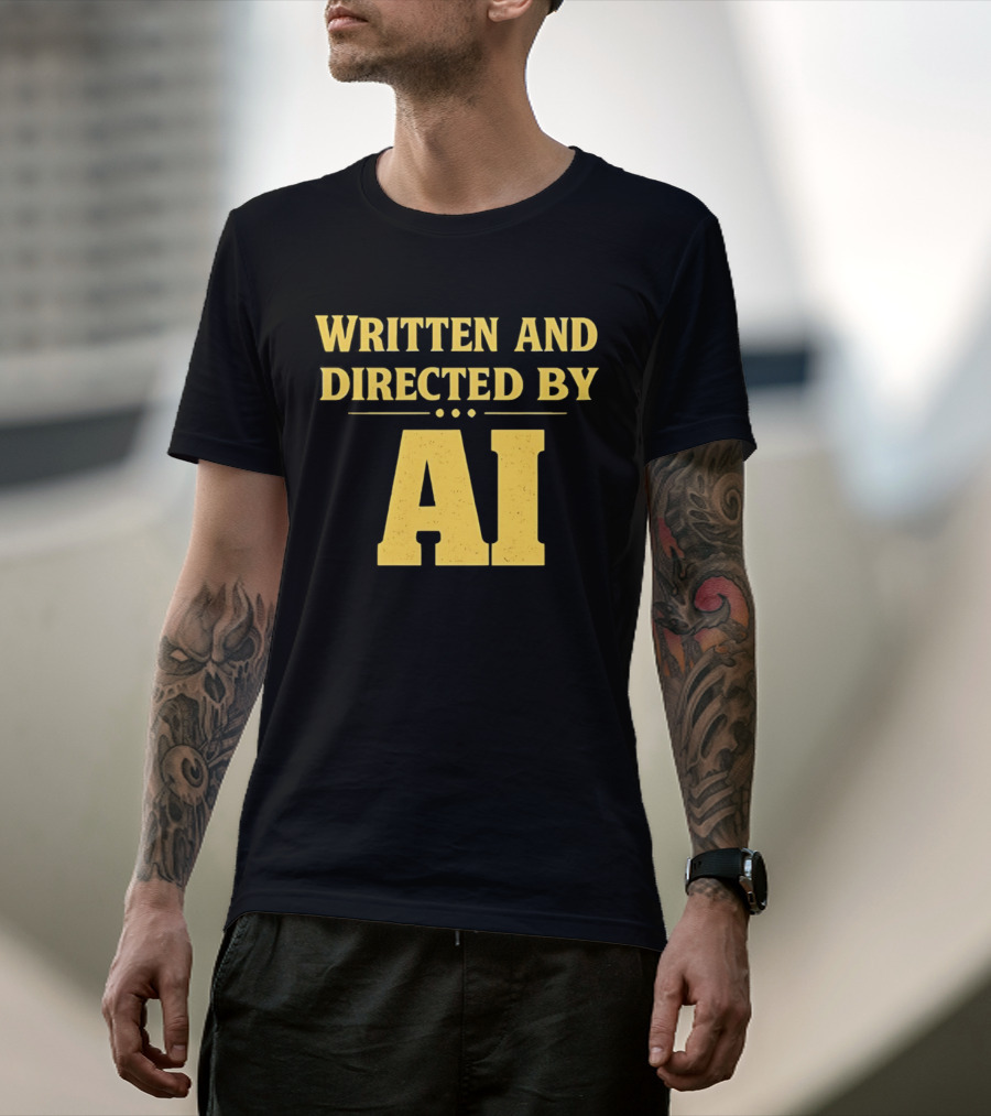 Written And Directed By AI Text Yellow Font T-Shirt
