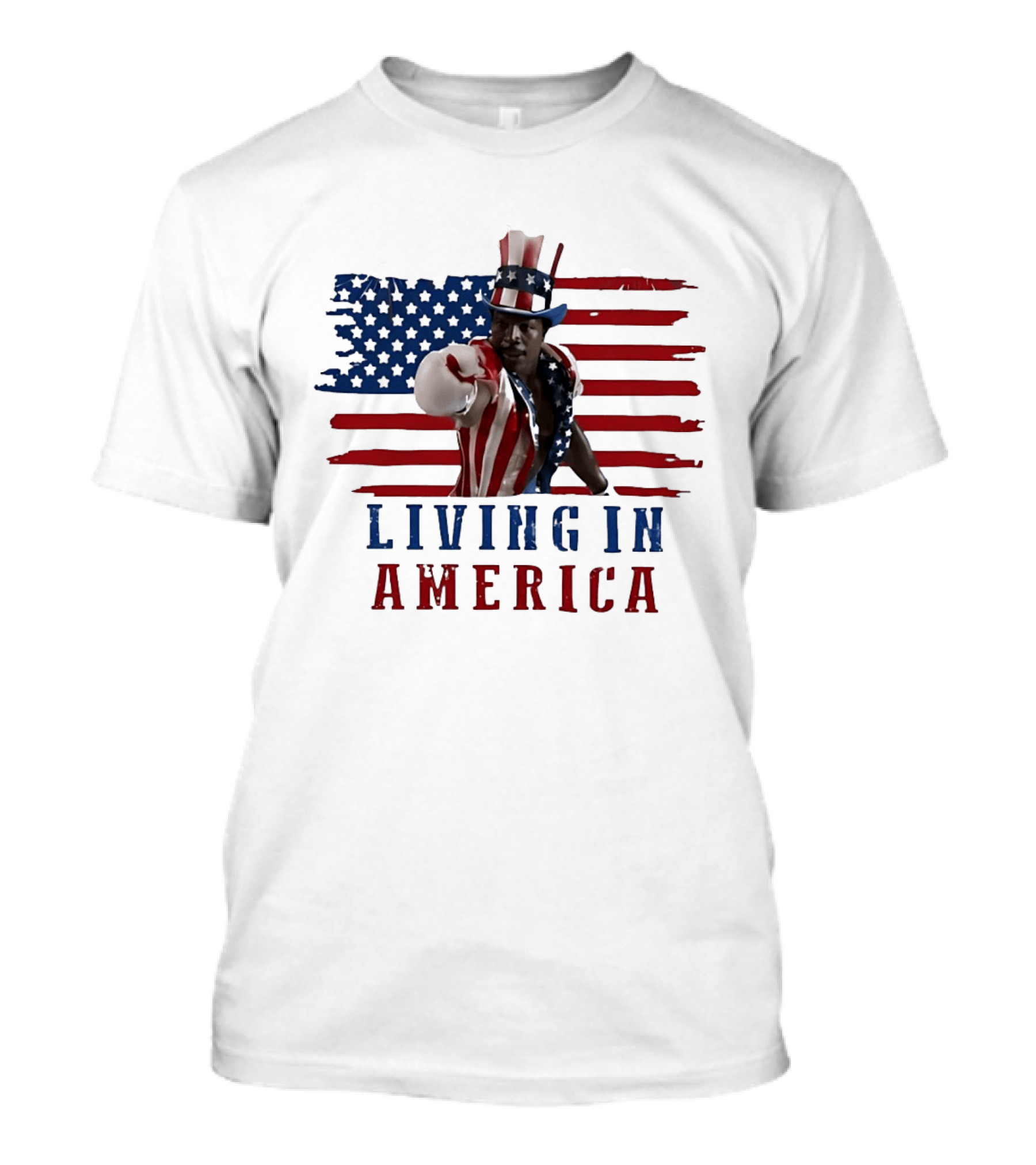 Apollo Creed Living In America Uncle Sam Flag Outfit T-Shirt