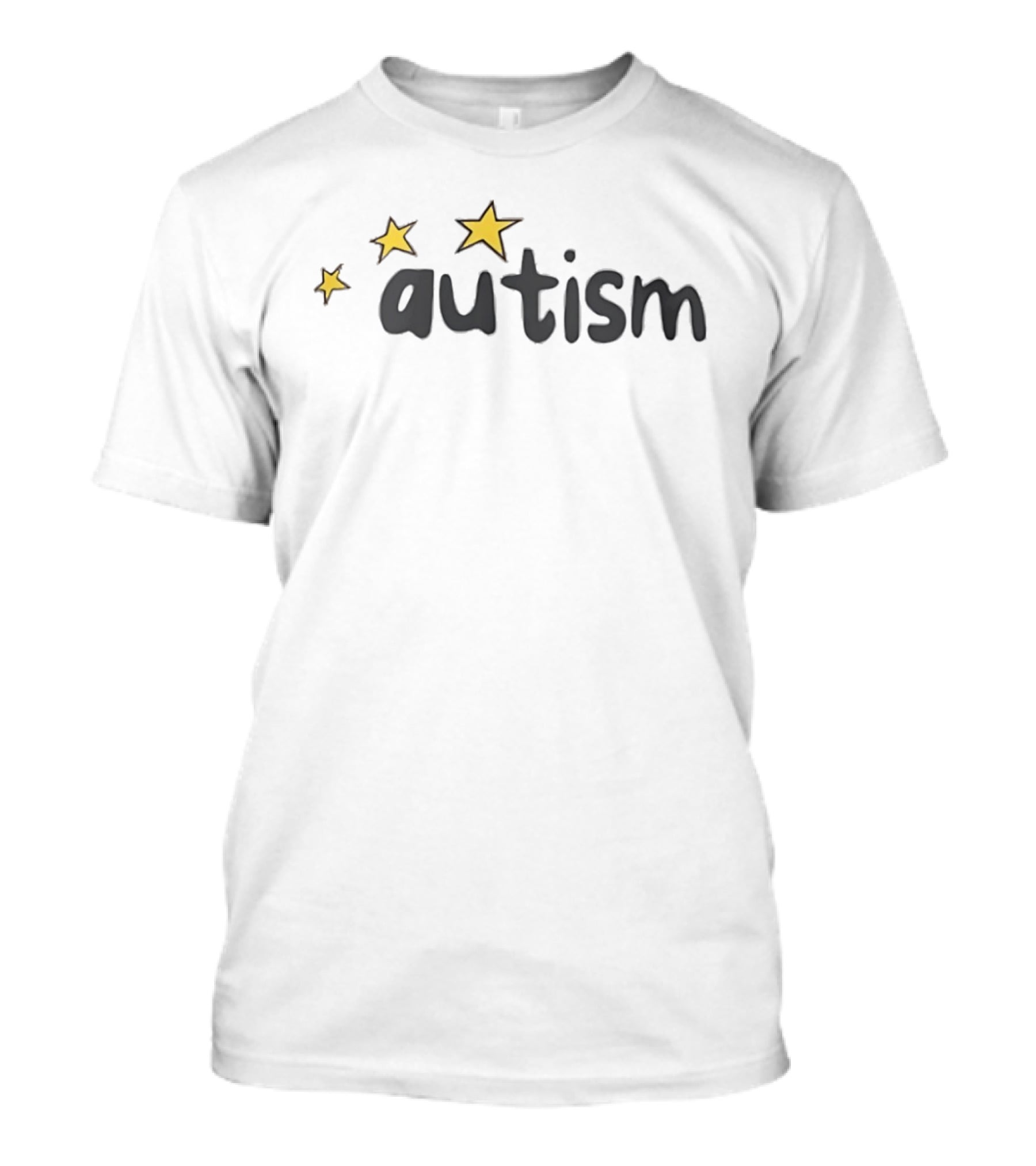 Autism Yellow Stars Bold Type Whimsical T-Shirt