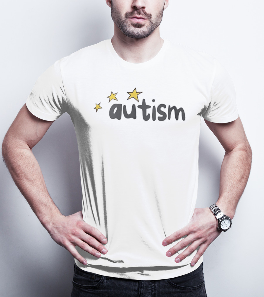 Autism Yellow Stars Bold Type Whimsical T-Shirt