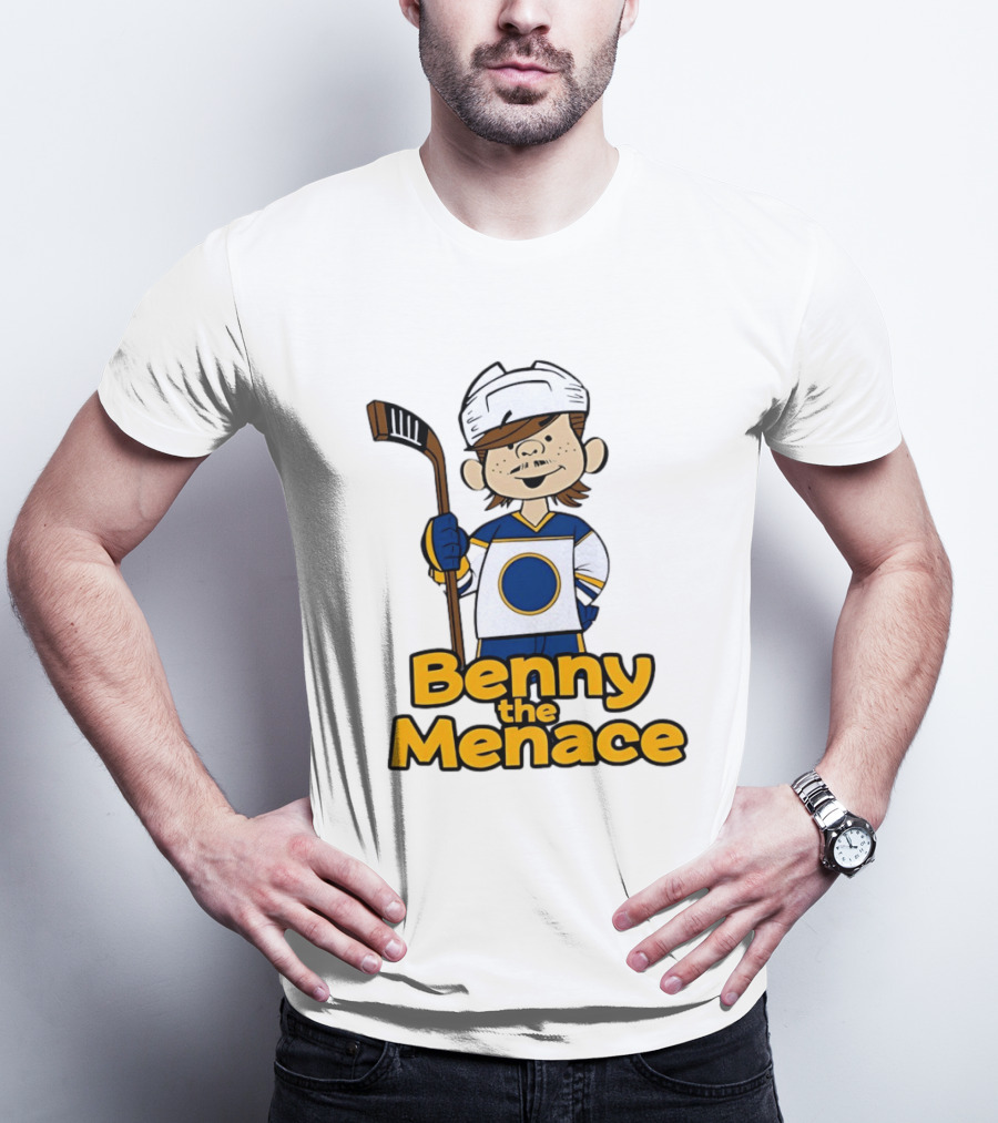 Benny The Menace Jordan Binnington St Louis Blues NHL Hockey Player Cartoon T-Shirt
