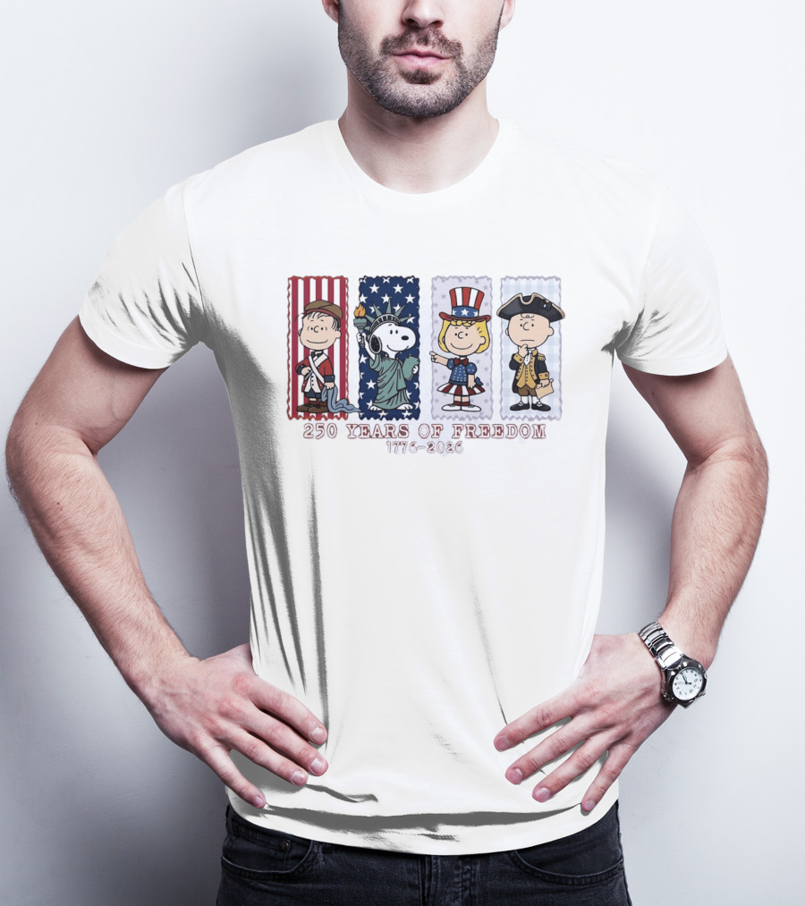 Peanuts 250 Years Of Freedom 1776 2026 America Celebration With Iconic Characters T-Shirt
