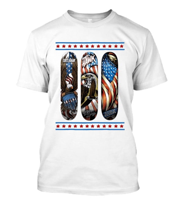 Tony Hawk Skateboard Eagle American Flag Stars Series T-Shirt
