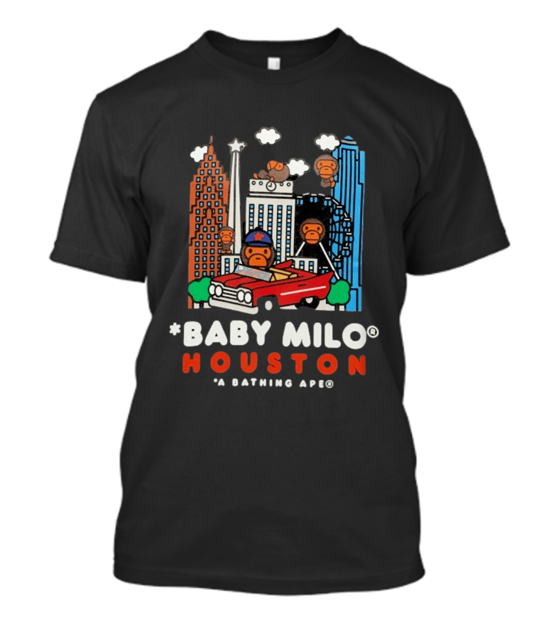 Baby Milo Houston A Bathing Ape City Skyline Car Scene T-Shirt