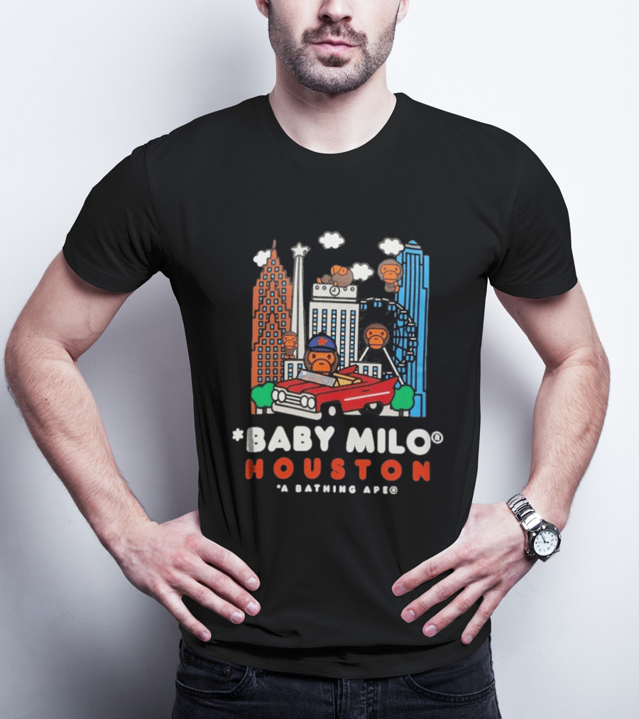 Baby Milo Houston A Bathing Ape City Skyline Car Scene T-Shirt