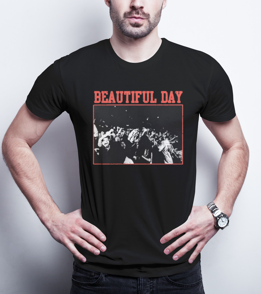 Beautiful Day Crowd Photo Black And White Concert Scene T-Shirt