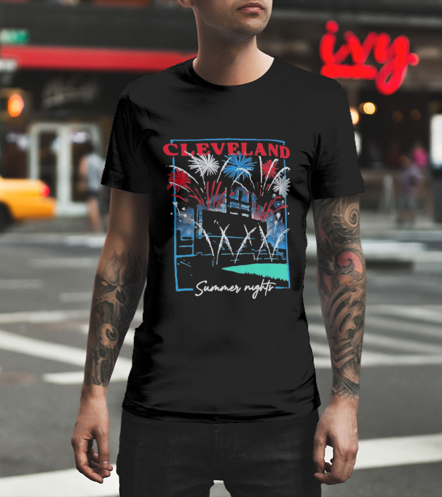 Cleveland Fireworks Summer Nights Baseball City Love T-Shirt