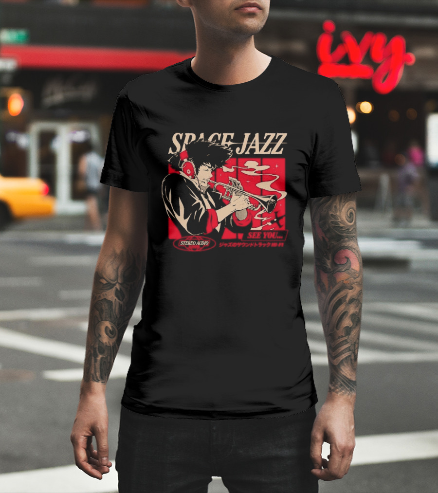 Space Jazz Spike Spiegel Stereo Audio See You T-Shirt