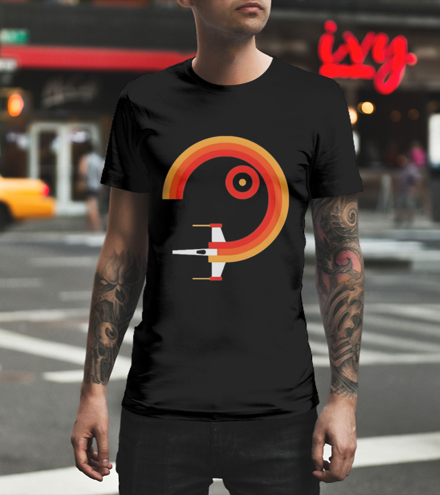 Star Wars X Wing Retro Sunset Circle T-Shirt