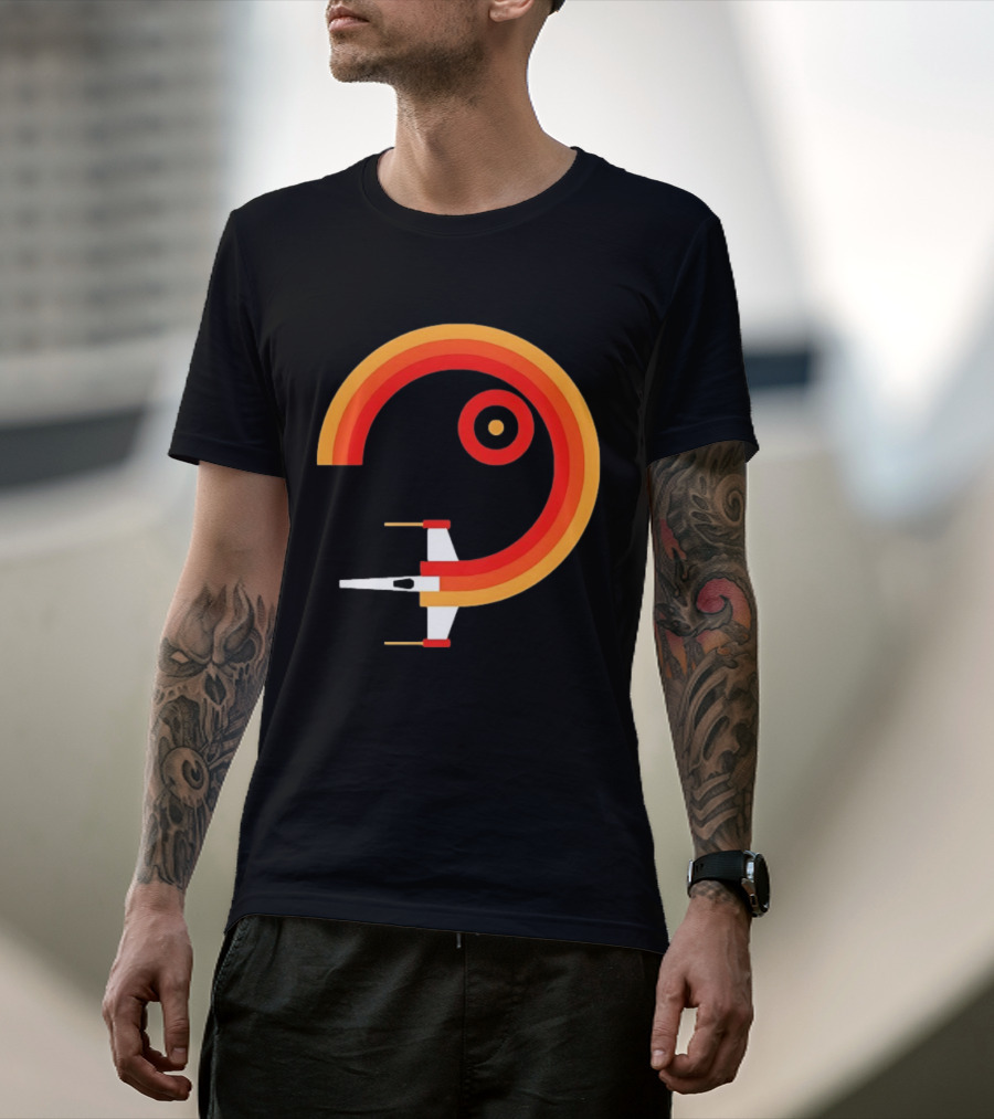 Star Wars X Wing Retro Sunset Circle T-Shirt