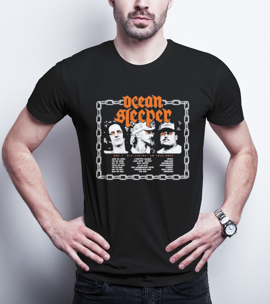 Ocean Sleeper Lonely Love Australia Tour 2024 Band Members Chain Border T-Shirt
