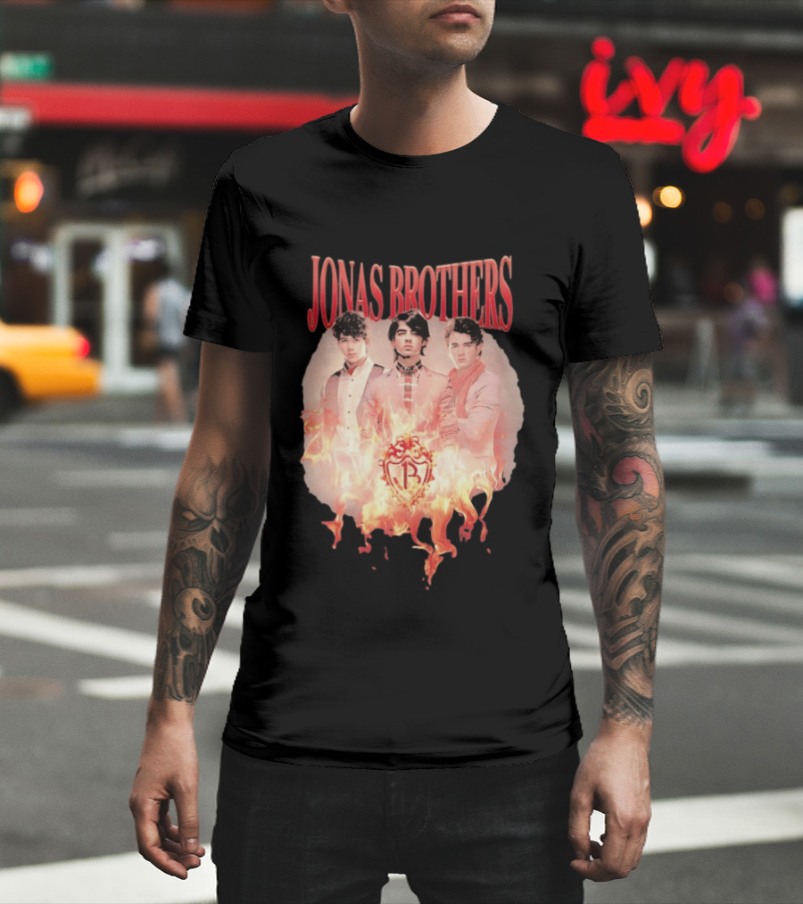Jonas Brothers Fire Flame Trio Band Photography T-Shirt