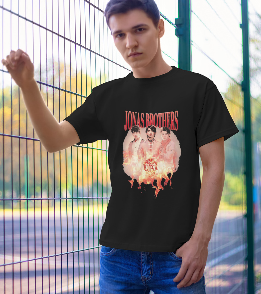 Jonas Brothers Fire Flame Trio Band Photography T-Shirt