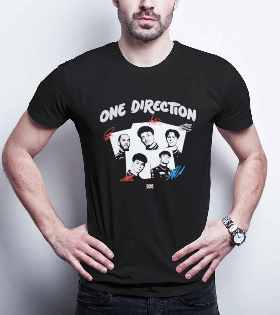 One Direction Band Portraits With Red And Blue Accents T-Shirt