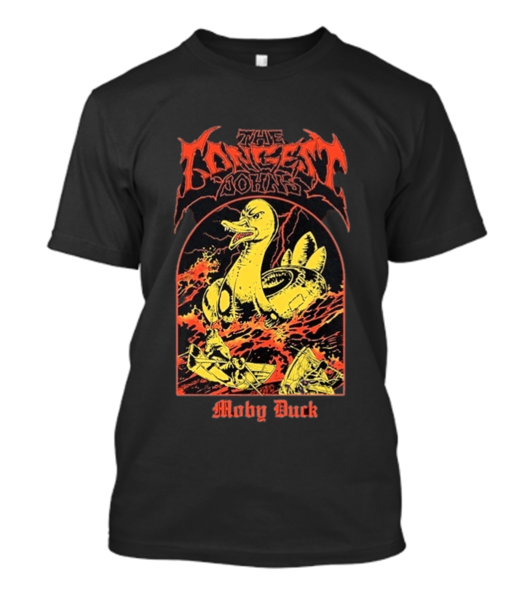 The Longest Johns Moby Duck Yellow Inflatable Duckzilla With Ocean Waves And Rowboat T-Shirt