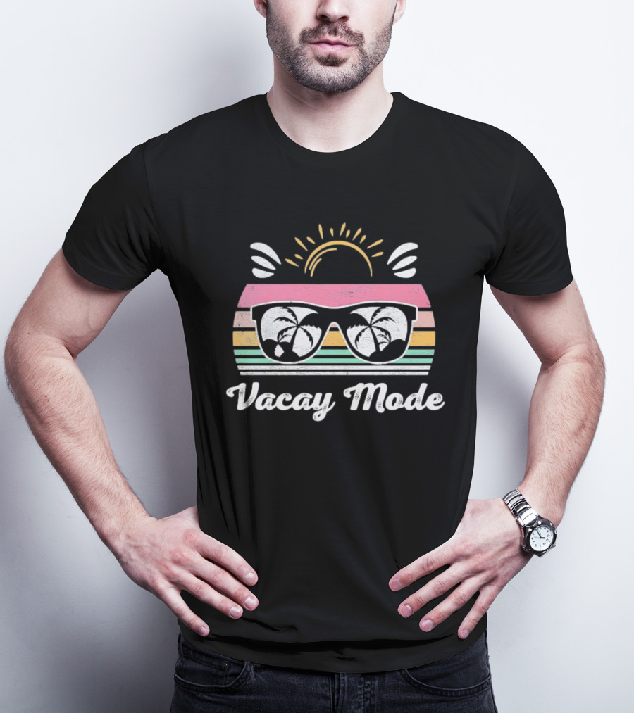 Vacay Mode Sunglasses Palm Tree Sunset Reflection T-Shirt