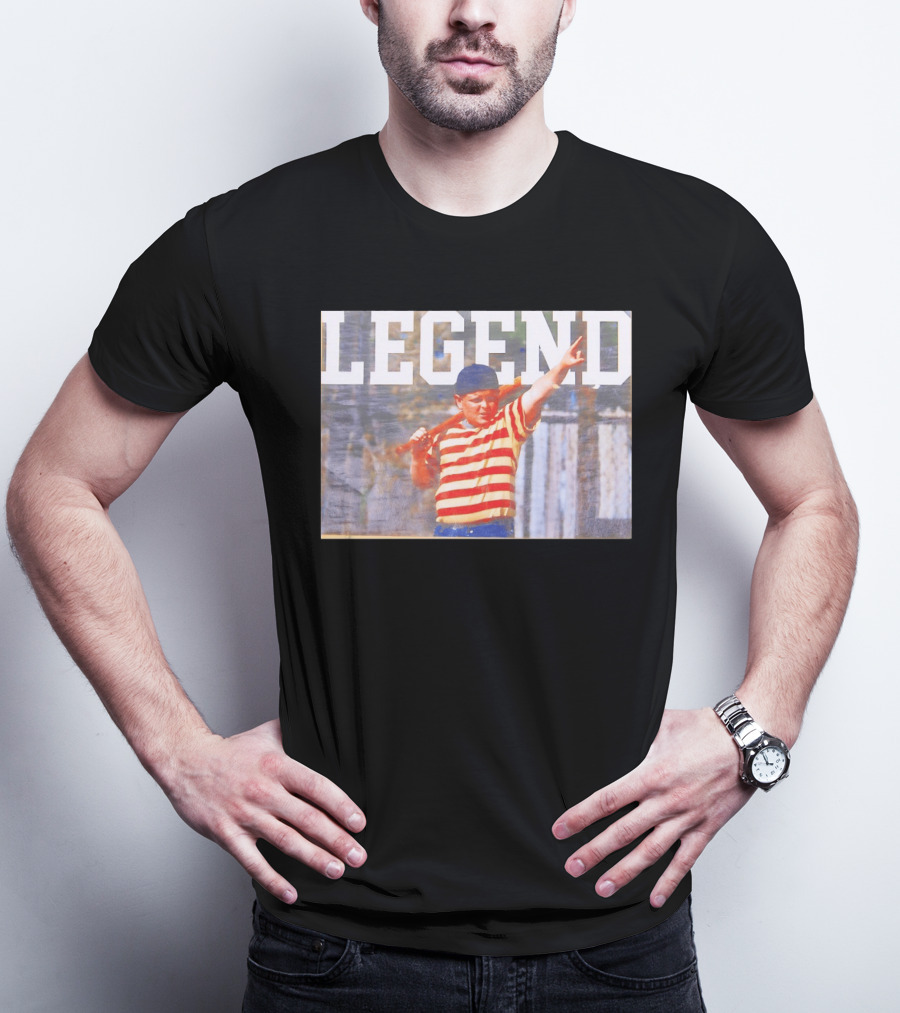 Sandlot Legend Striped Kid Holding Bat Pointing T-Shirt