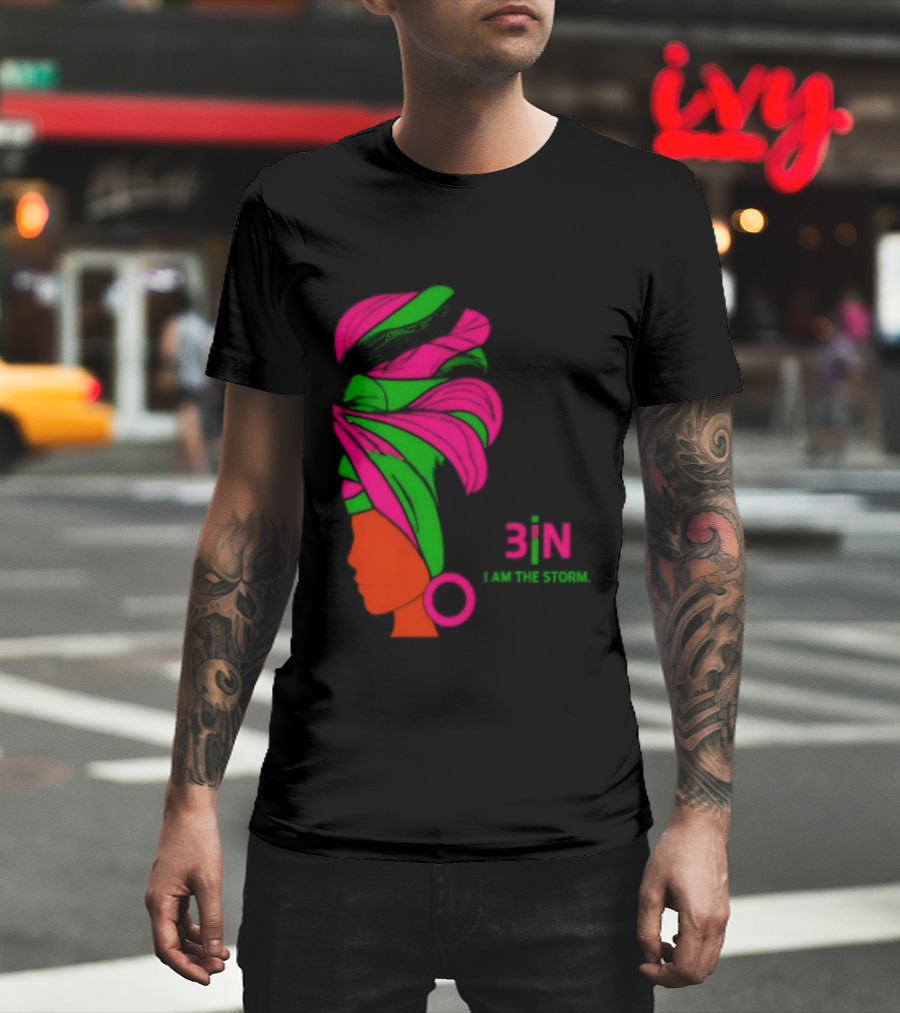3In I Am The Storm Black Woman Headwrap Lashing Enerol T-Shirt