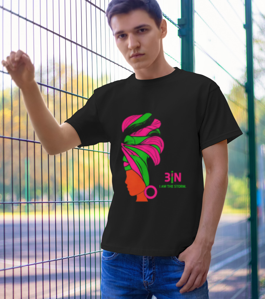 3In I Am The Storm Black Woman Headwrap Lashing Enerol T-Shirt
