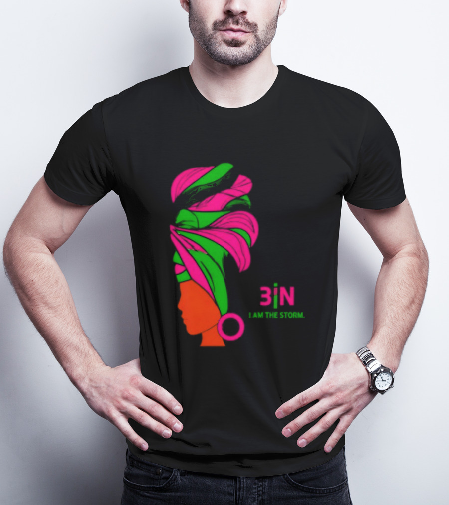3In I Am The Storm Black Woman Headwrap Lashing Enerol T-Shirt