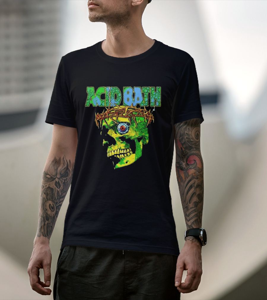Acid Bath 2026 EU And UK Tour Green Skull Crown Of Thorns Dates Back T-Shirt