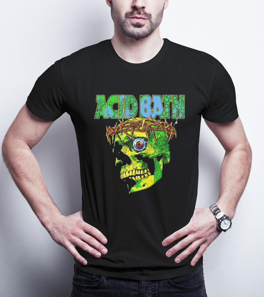Acid Bath 2026 EU And UK Tour Green Skull Crown Of Thorns Dates Back T-Shirt
