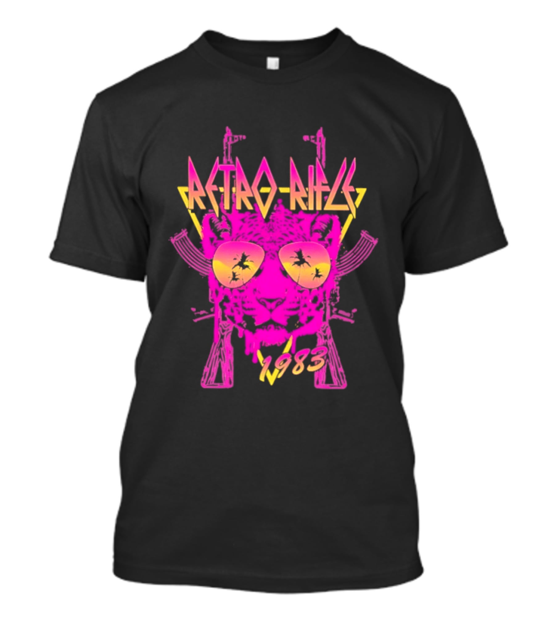 Retro Rifle 1983 Neon Skull Sunglasses Vintage Aesthetic T-Shirt