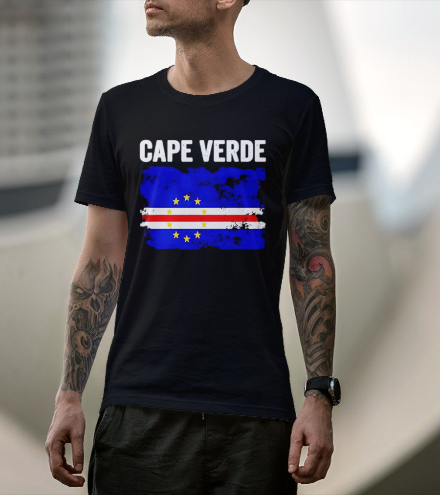 Cape Verde Distressed Flag Design Six Yellow Stars T-Shirt