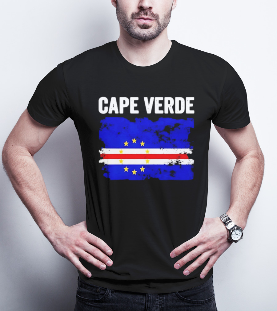 Cape Verde Distressed Flag Design Six Yellow Stars T-Shirt