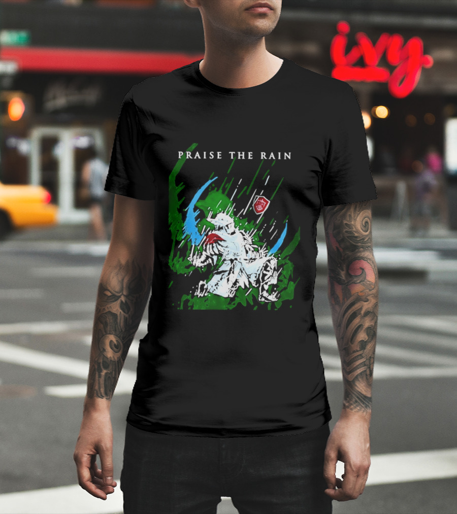 Praise The Rain Warrior Energetic Green And Blue Splash T-Shirt