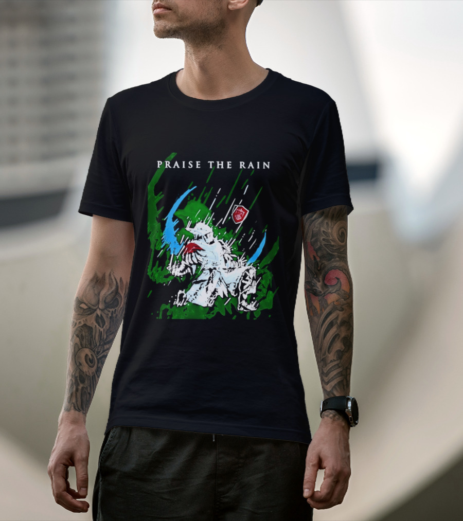 Praise The Rain Warrior Energetic Green And Blue Splash T-Shirt
