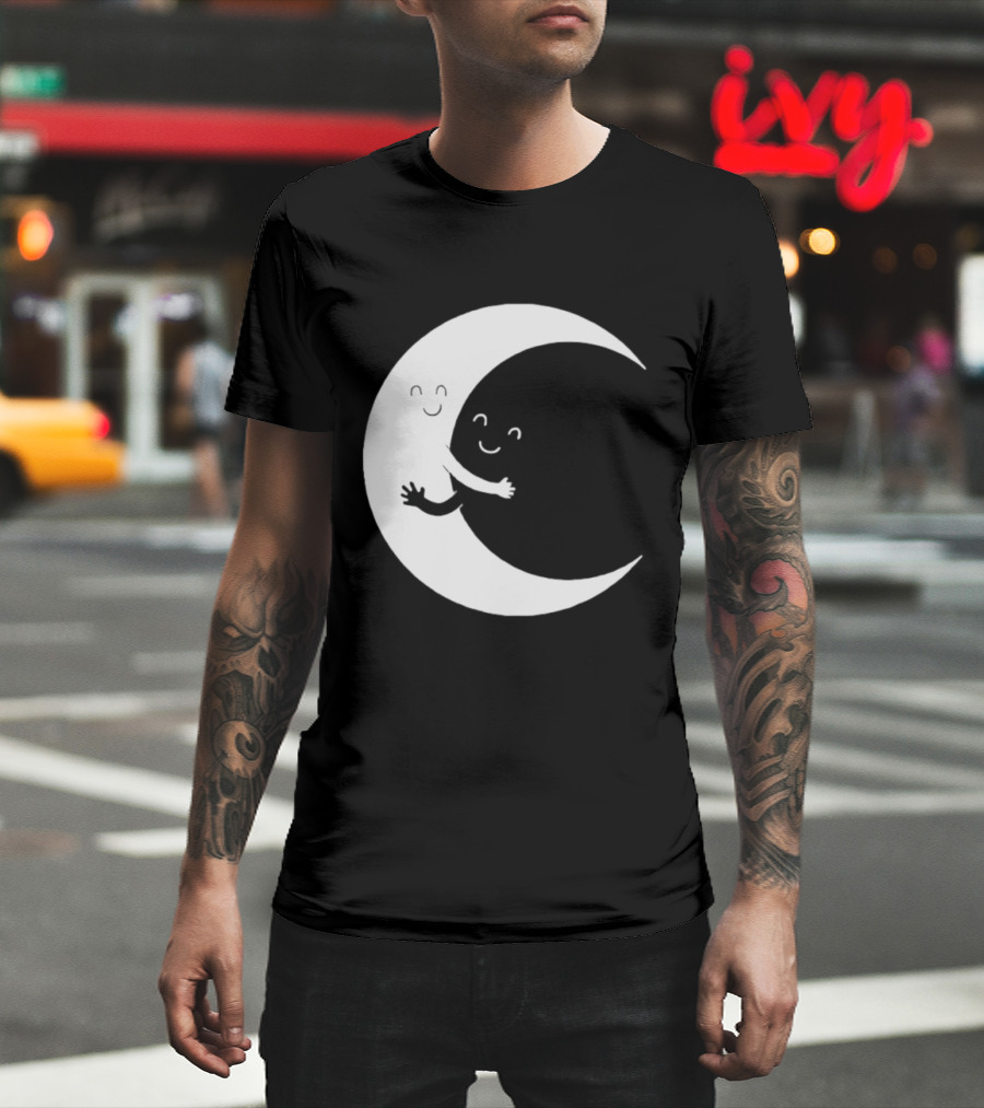 Celestial Hugging Moon Crescent Night Sky Space T-Shirt