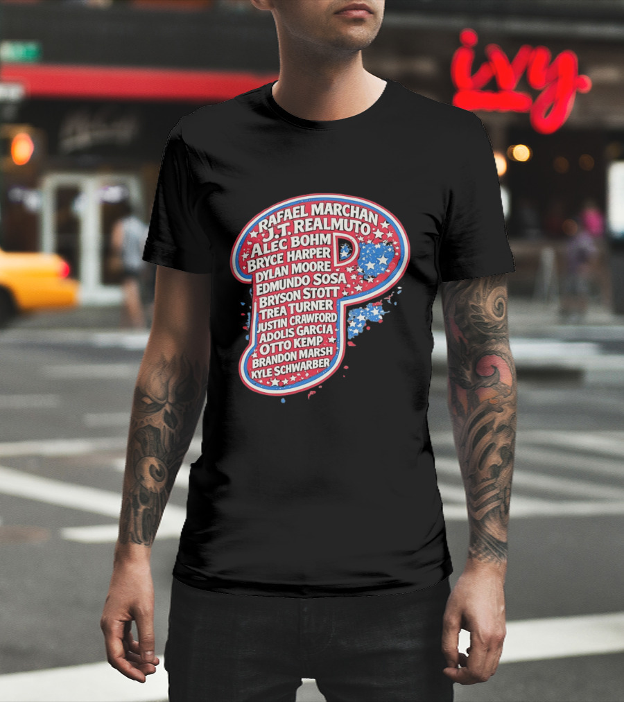 Rafael Marchan JT Realmuto Alec Bohm Bryce Harper Philadelphia Phillies T-Shirt