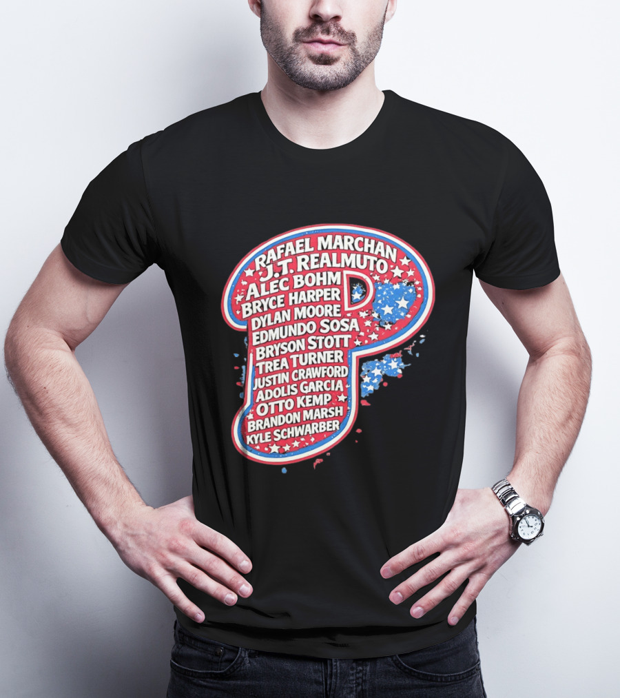 Rafael Marchan JT Realmuto Alec Bohm Bryce Harper Philadelphia Phillies T-Shirt